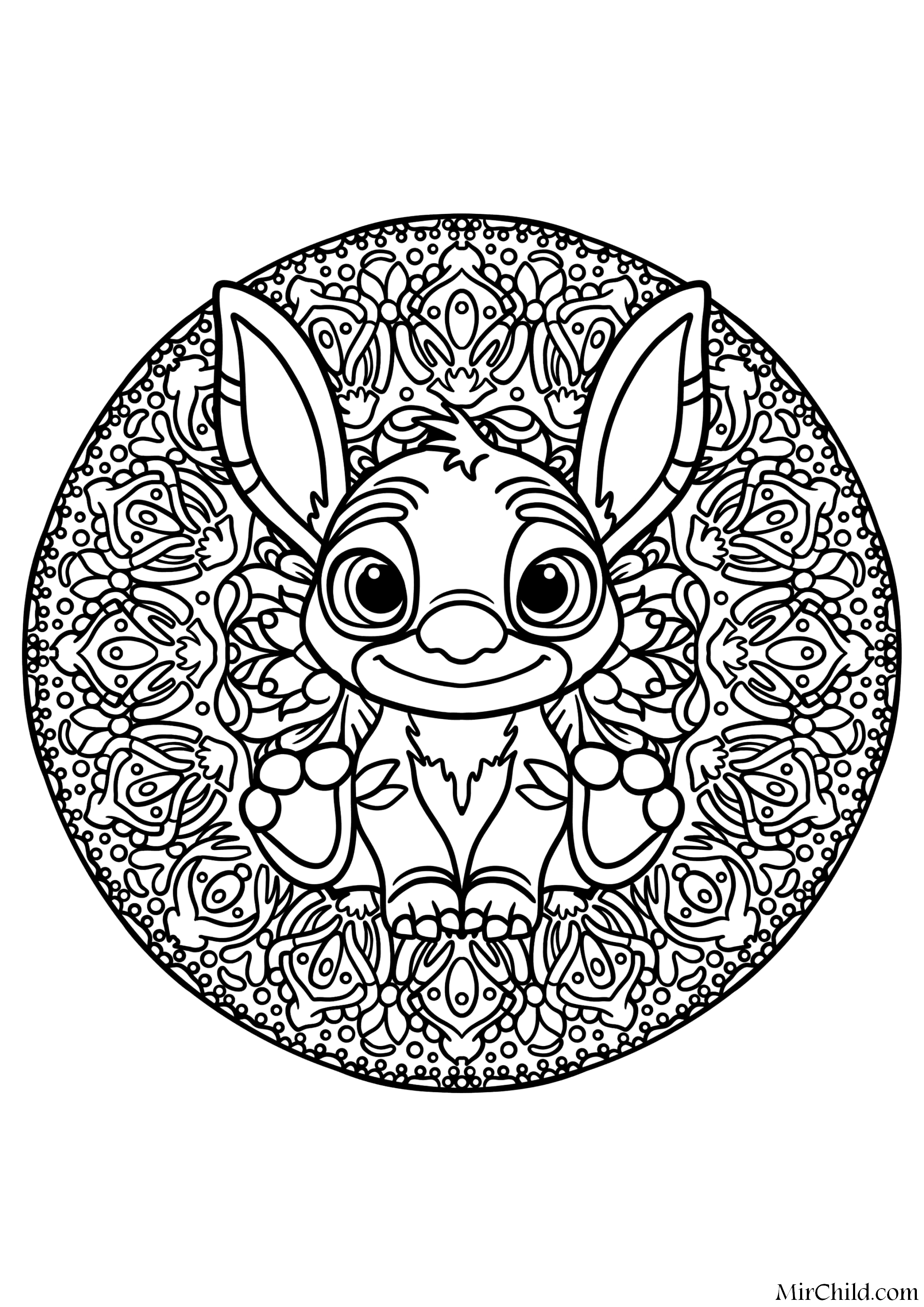 Раскраска - Лило и Стич - Стич Мандала | MirChild