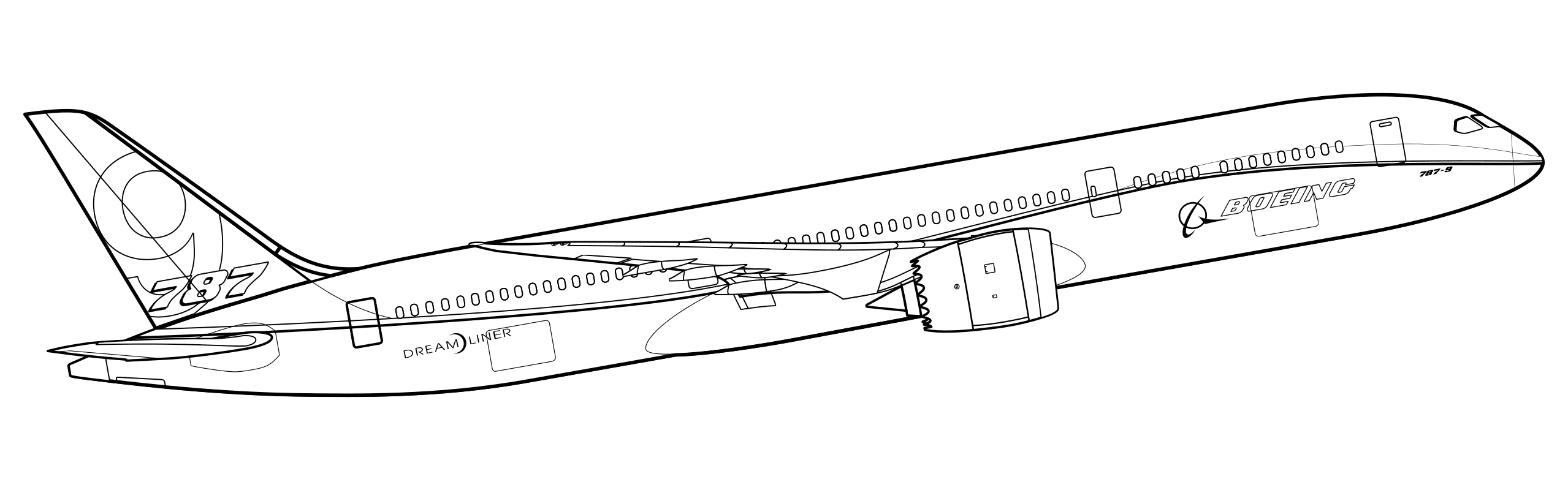 Раскраска - Самолеты - Boeing 787-9 Dreamliner | MirChild